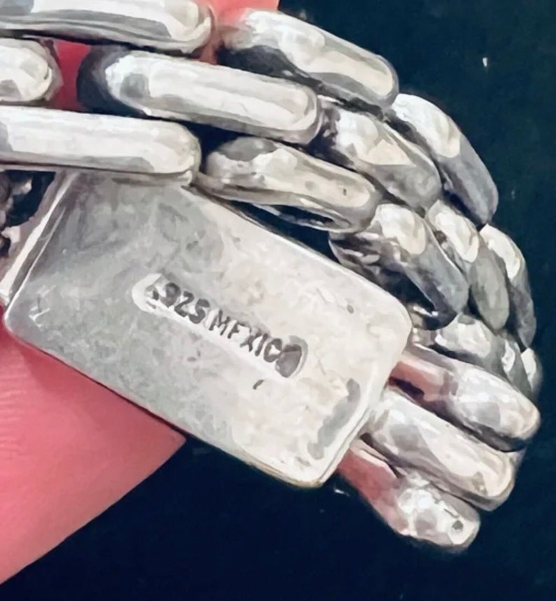 Vintage Mexican Sterling Silver Chain Link Bracelet - Etsy