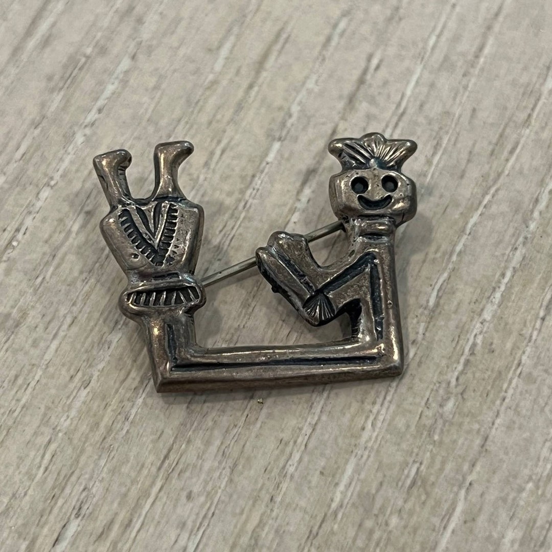 Vintage Felix Joe Navajo American Silver Pin Brooch - Etsy