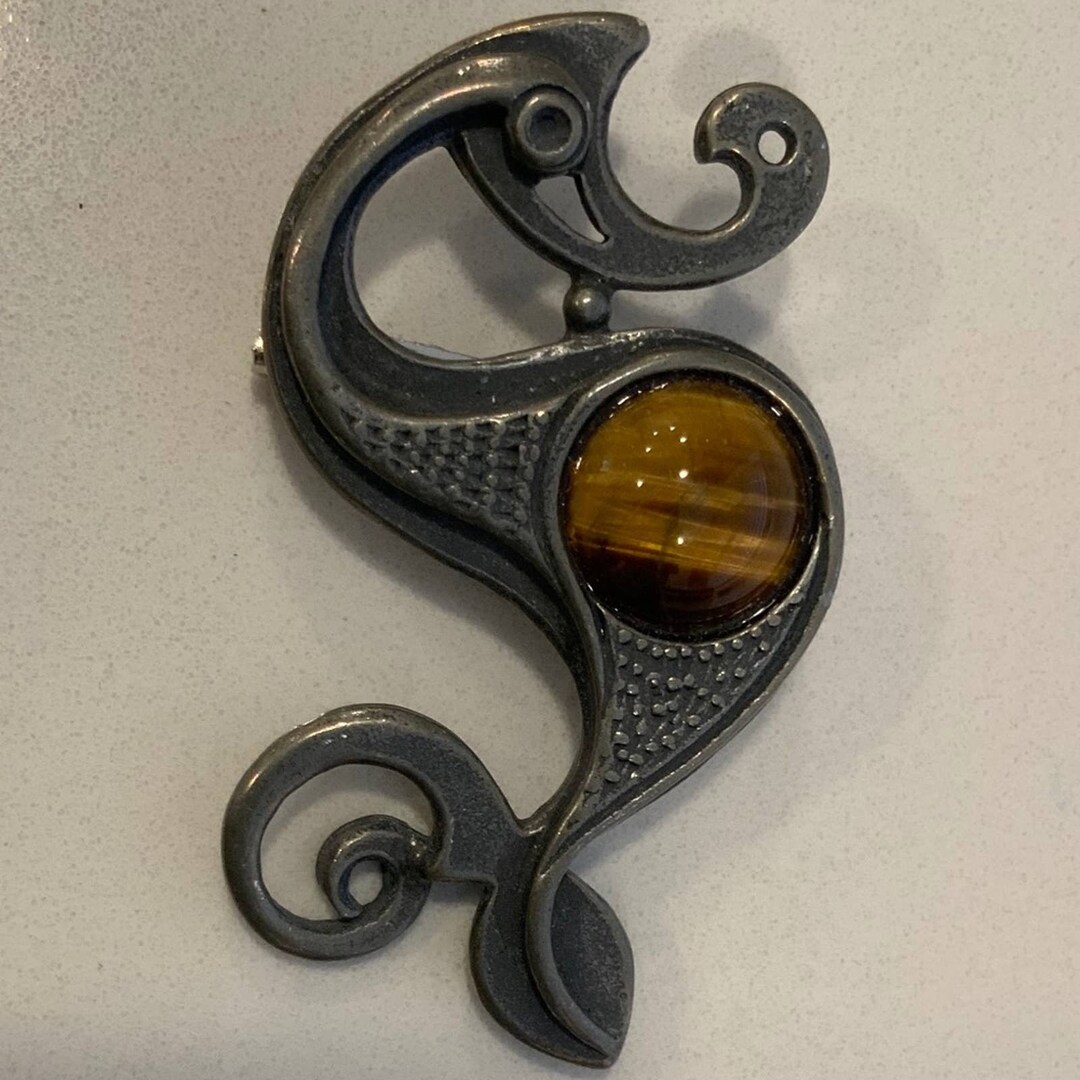 Vintage Tiger’s Eye Brooch - Etsy
