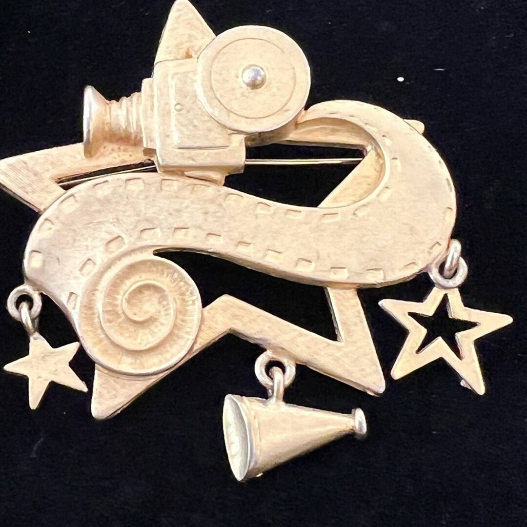 Vintage Brooch Dangle Camera Movie Theme Stars Hollywood Unsigned ...