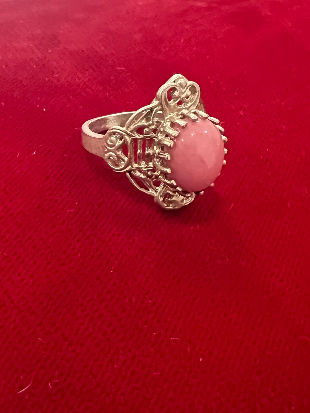 Rhodonite Ring Sterling Silver Wide Elongated Bold Ornate Setting - Etsy
