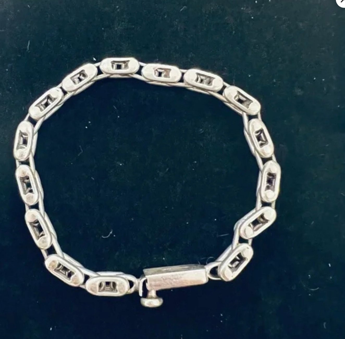 Vintage Mexican Sterling Silver Chain Link Bracelet - Etsy