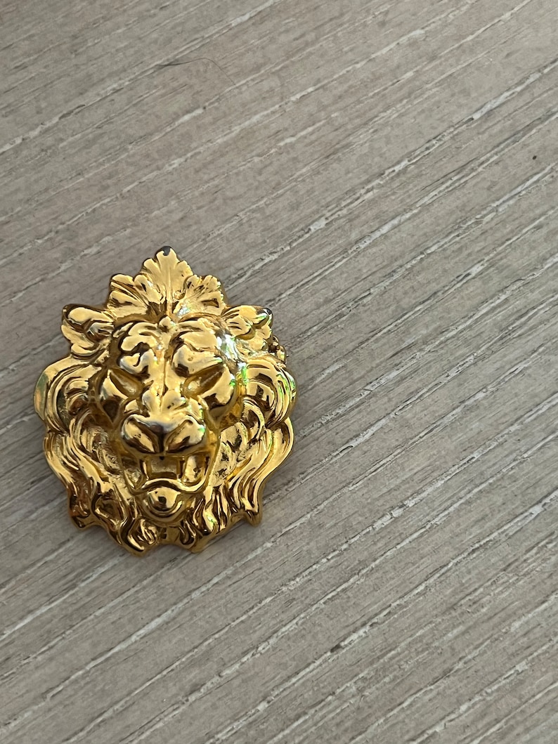 Vintage Roaring LION Head Heavy Gold Plated - Etsy