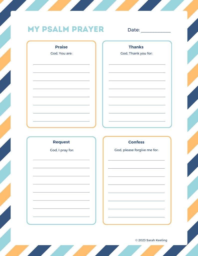 Kids Bible Study and Prayer Printable - Family Bible Study - Psalm ...
