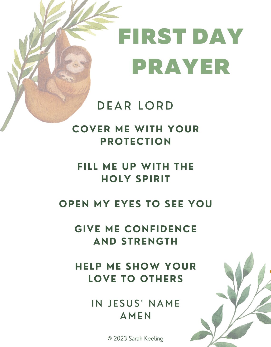 First Day of School Prayer Cards for Kids - Back to School - Religious ...