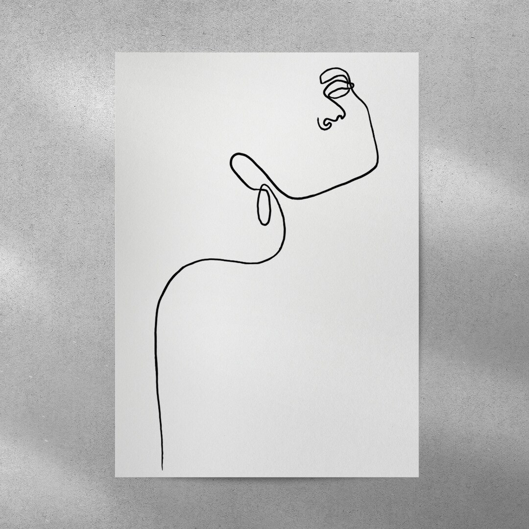 Aesthetic Minimalist Line Drawing of Face Print Perfect for Dorm and ...