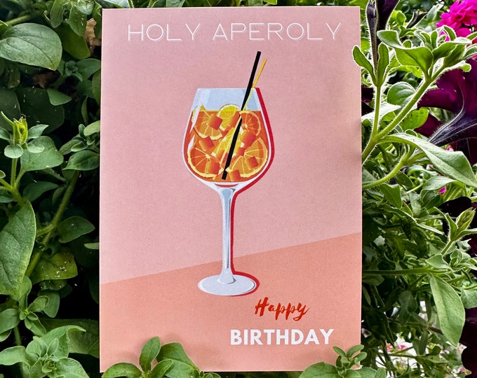 Holy Aperoly Aperol Birthday Postcard - Fun Spritz Summer Greeting Card ...