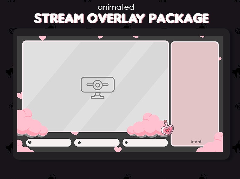 Animated Hearts Stream Overlay Package Twitch - Etsy