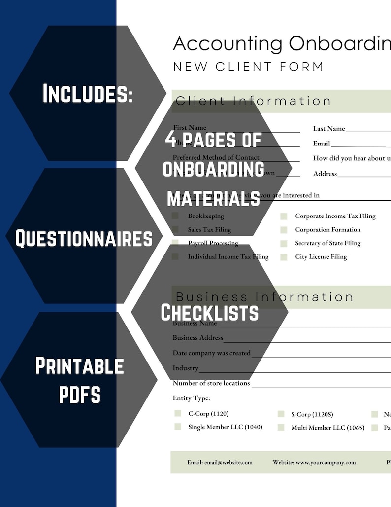 Accounting Onboarding Forms, Questionnaires, & Checklists - Etsy