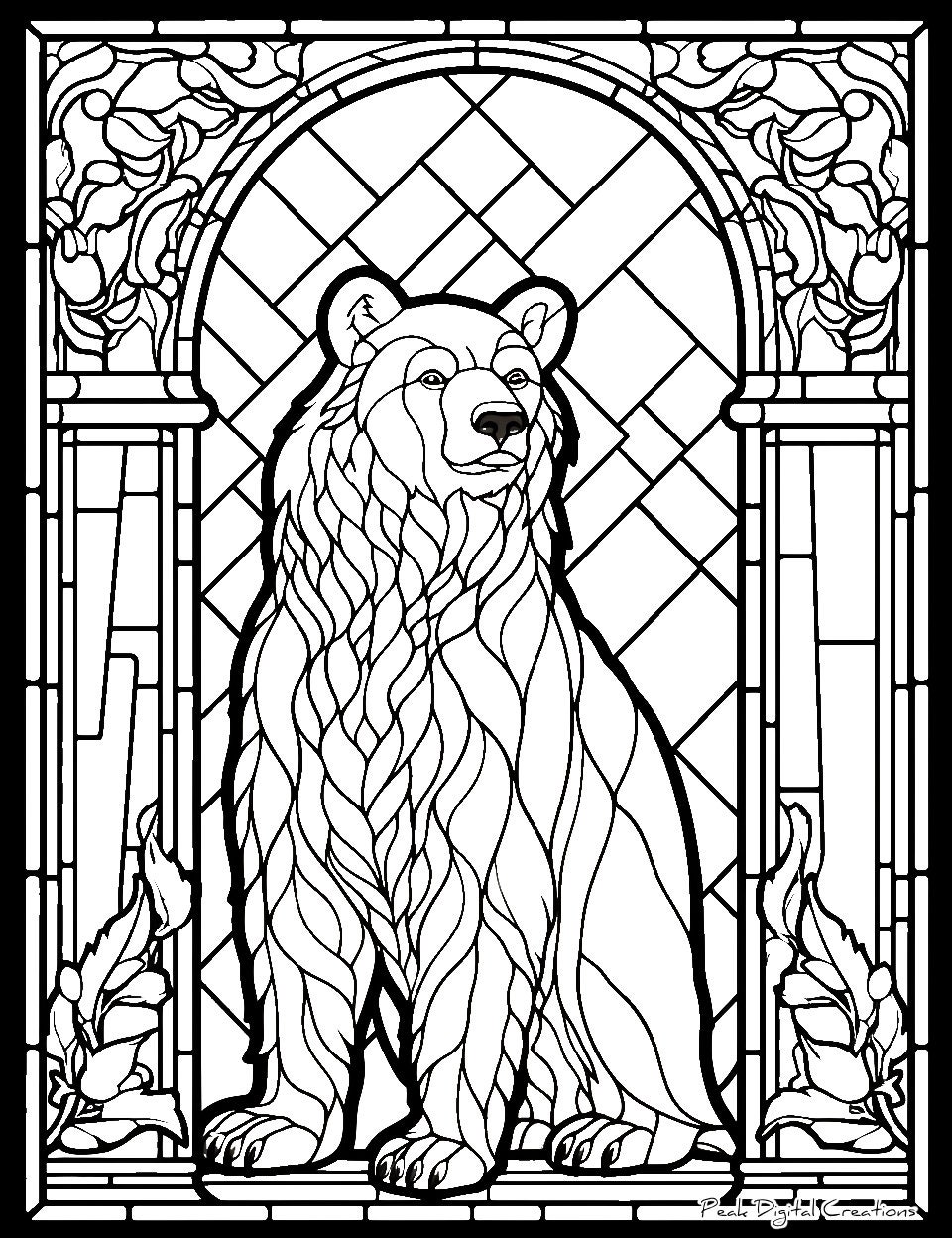 Bears Stained Glass Style Coloring Page Pack - 30 Pages - Etsy Australia