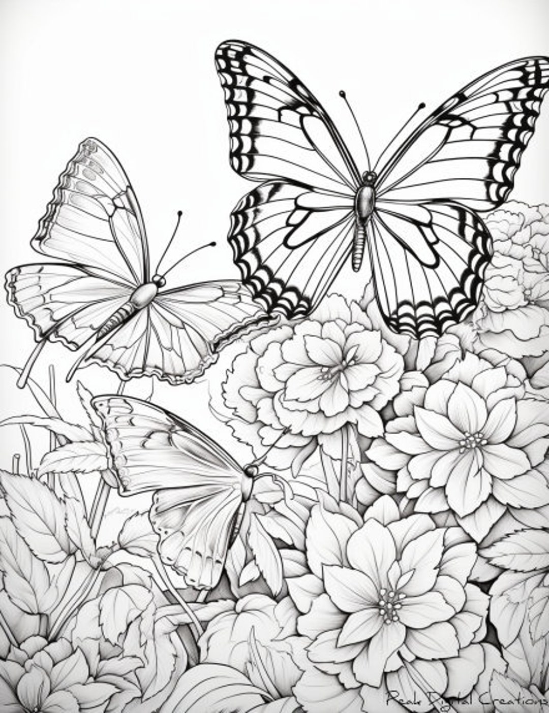 Enchanting Butterfly Garden Coloring Page - Etsy