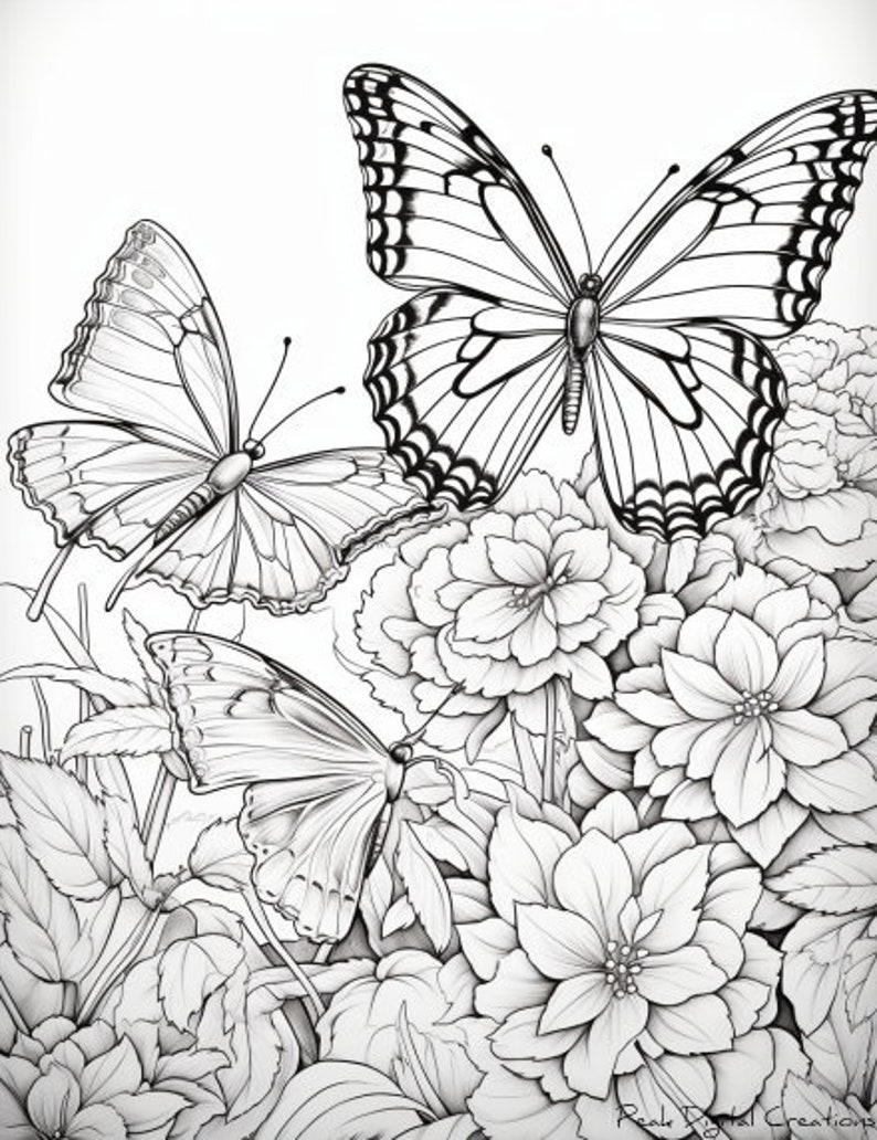 Enchanting Butterfly Garden Coloring Page - Etsy
