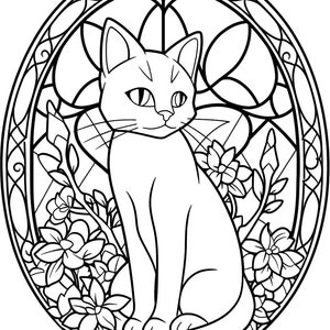 Cats Stained Glass Style Coloring Page Pack - 60 Pages - Etsy Australia