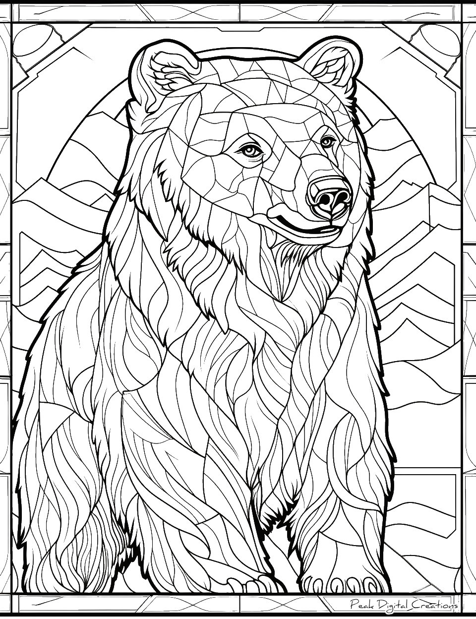 Bears Stained Glass Style Coloring Page Pack - 30 Pages - Etsy Australia