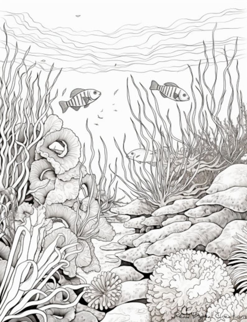 Underwater Adventure Coloring Page - Printable - Etsy