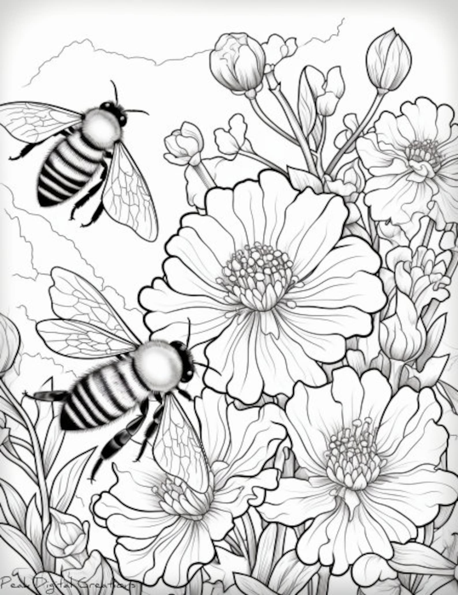Buzzy Bees Coloring Page - Printable - Etsy