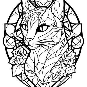 Cats Stained Glass Style Coloring Page Pack - 60 Pages - Etsy Australia