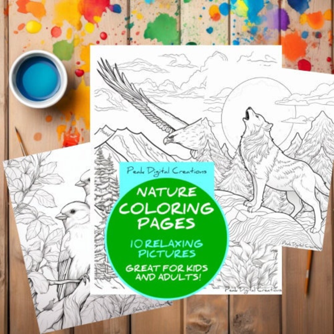 Coloring Pages for Kids Nature Coloring Pages for Relaxing - Etsy