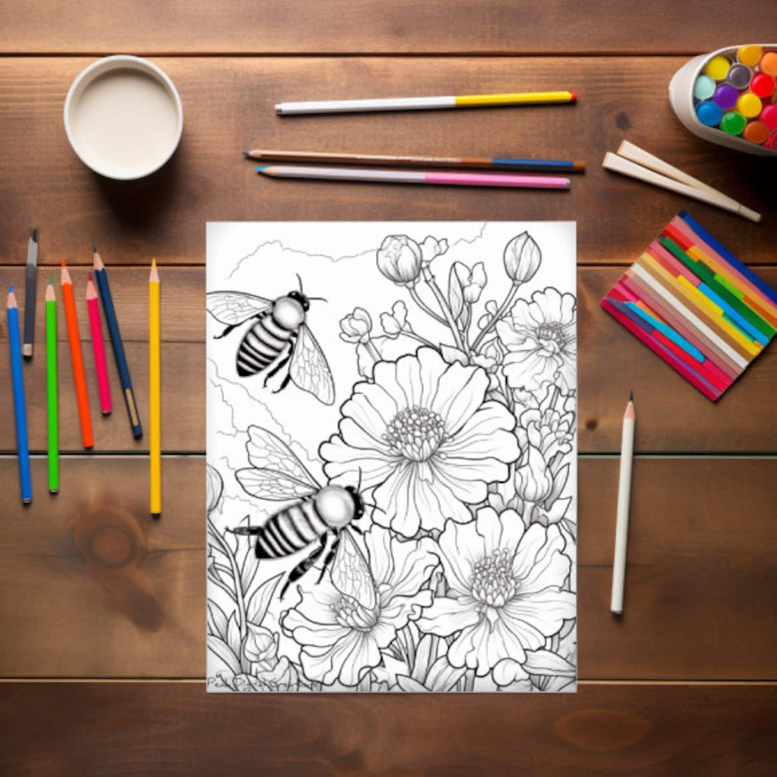 Buzzy Bees Coloring Page - Printable - Etsy