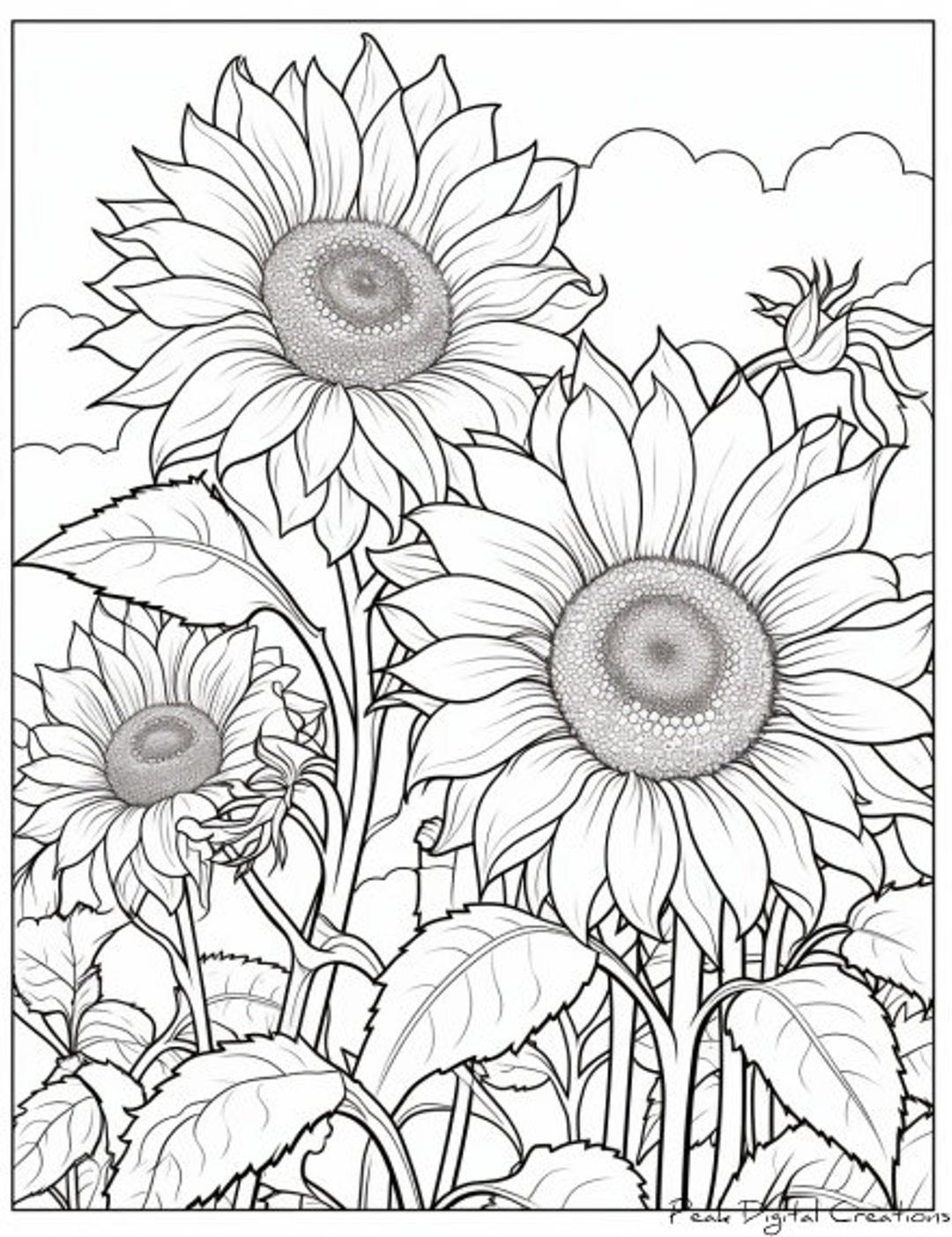 Sunflower Delight Coloring Page - Printable - Etsy