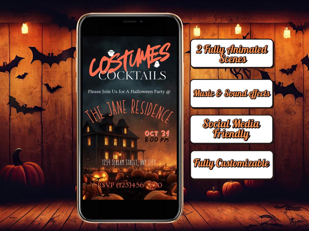 Digital Halloween Party Invite, Spooktacular Costume Party, Halloween ...