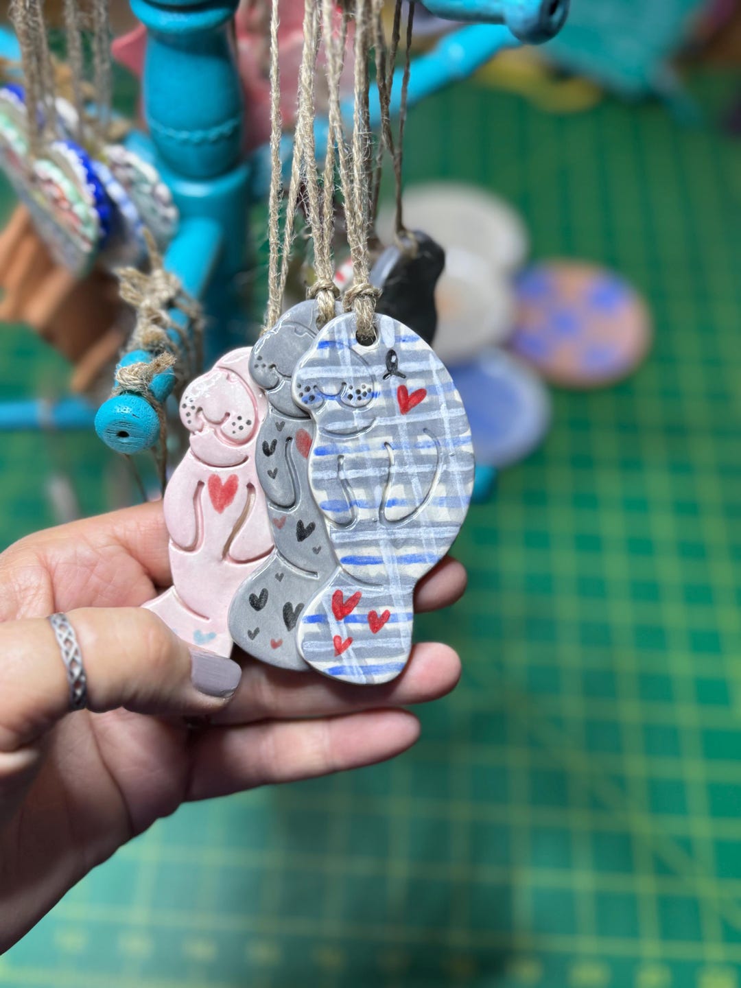 Glazed Earthenware Handpainted Clay Manatee Ornament / Essential Oil ...