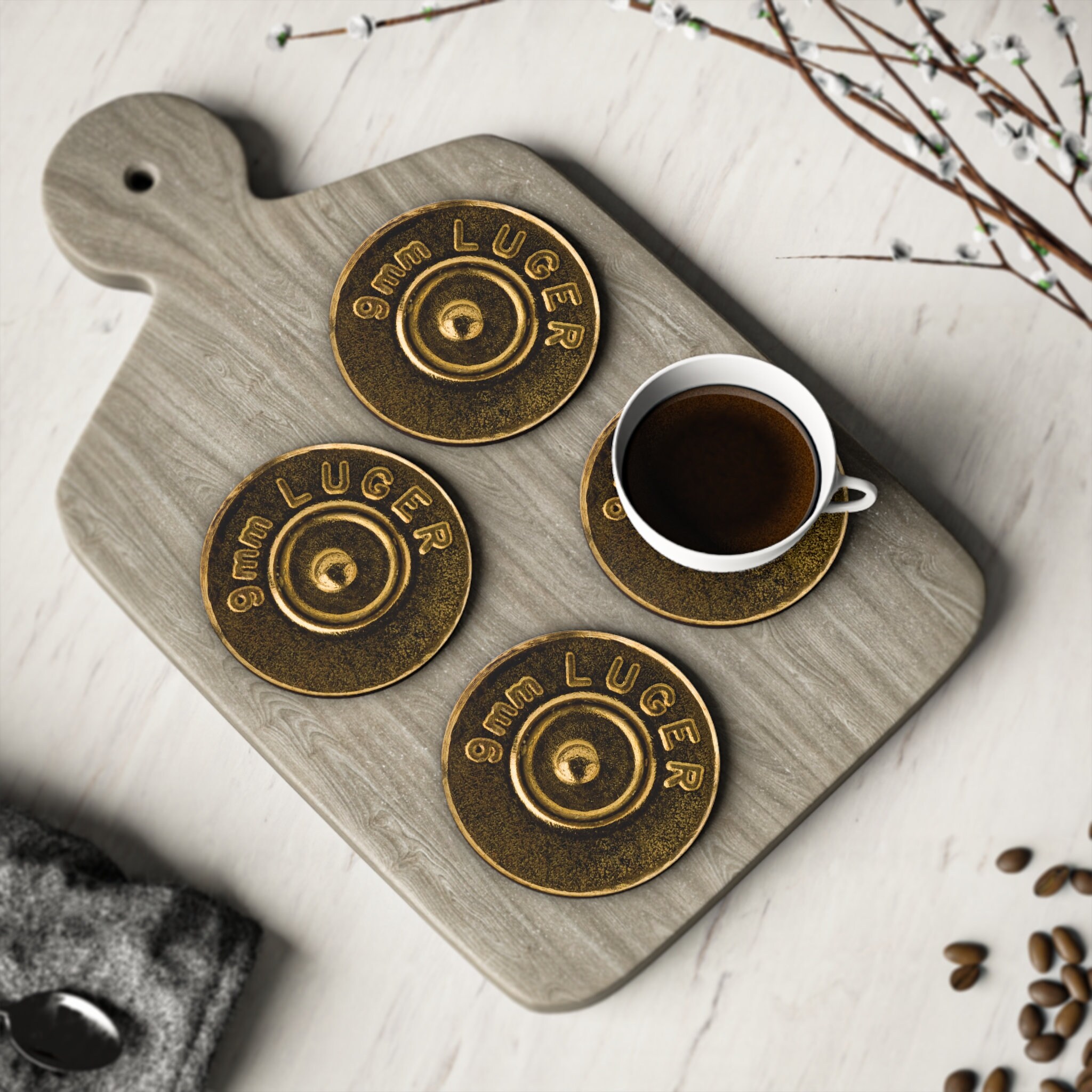 9mm, Shooting Sport, 9x19 Parabellum, Caliber, Ammo Coasters - Etsy