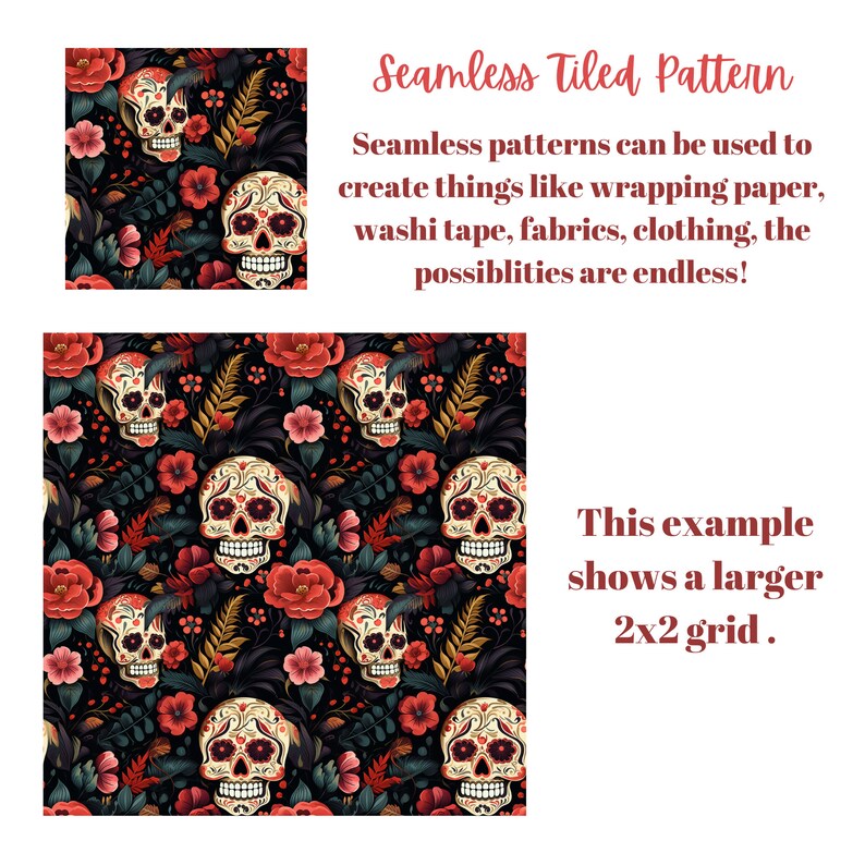 Day of the Dead Pattern PNG for Dia De Los Muertos, Sugar Skull Pattern ...