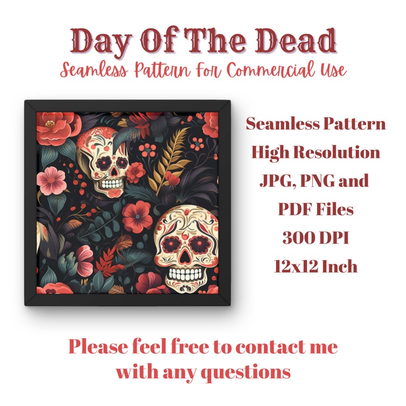 Day of the Dead Pattern PNG for Dia De Los Muertos, Sugar Skull Pattern ...