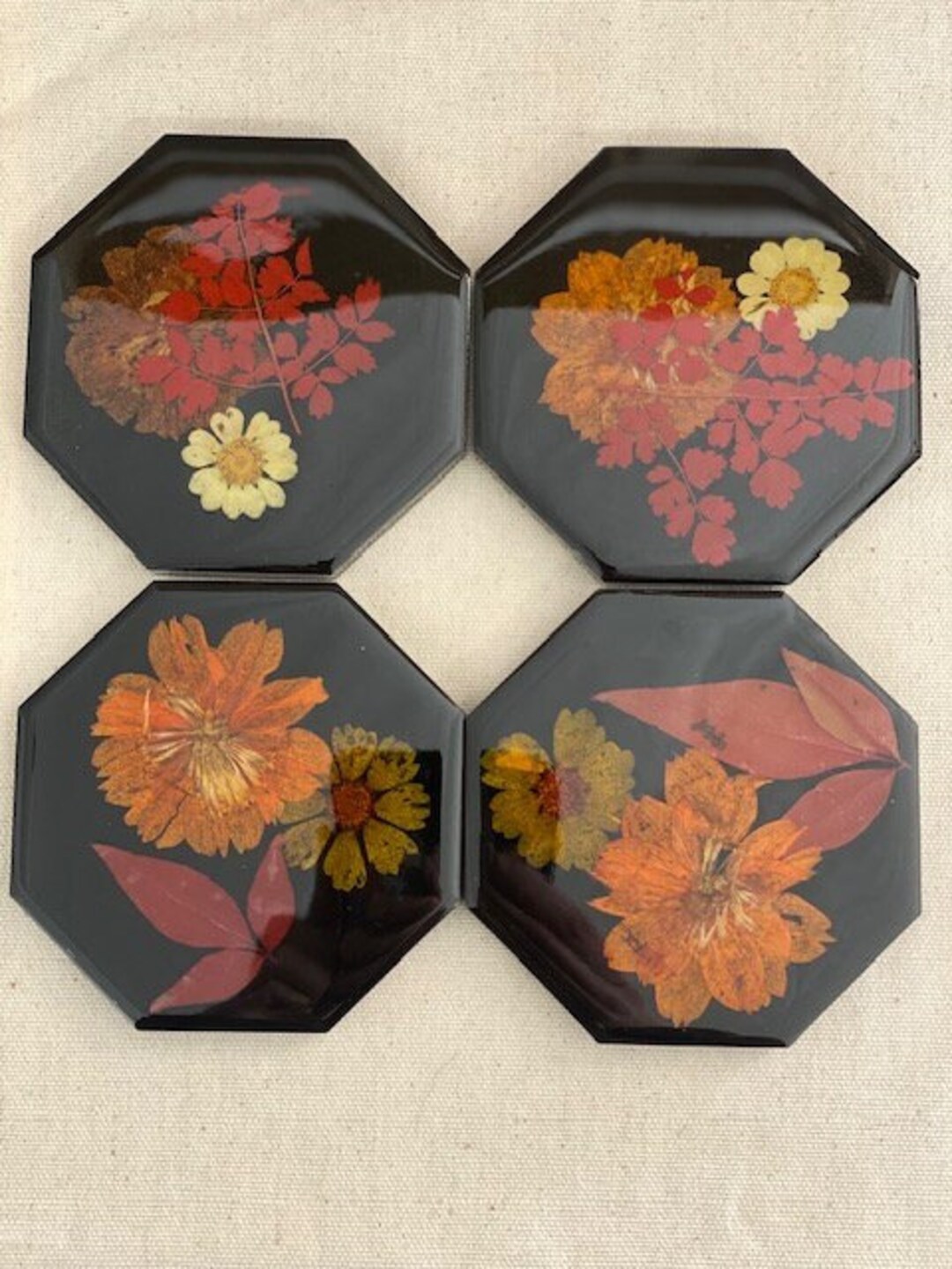 Resin Coasters/leaves/fall/colors/black/home Decor - Etsy