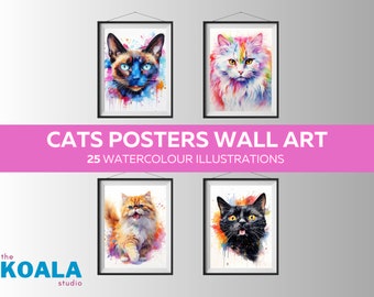 Flower Cats Poster Print Wall Art Home Decor - Etsy