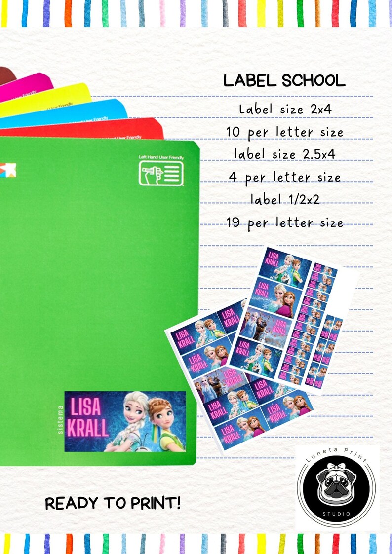 FROZEN ELSA & ANNA Name Labels Printable Name Labels for School ...