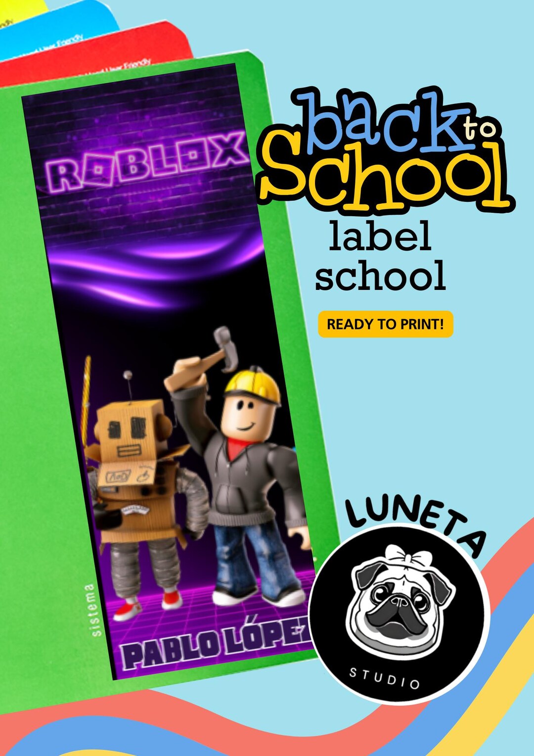ROBLOX Name Labels Printable Name Labels for School, Personalized Name ...