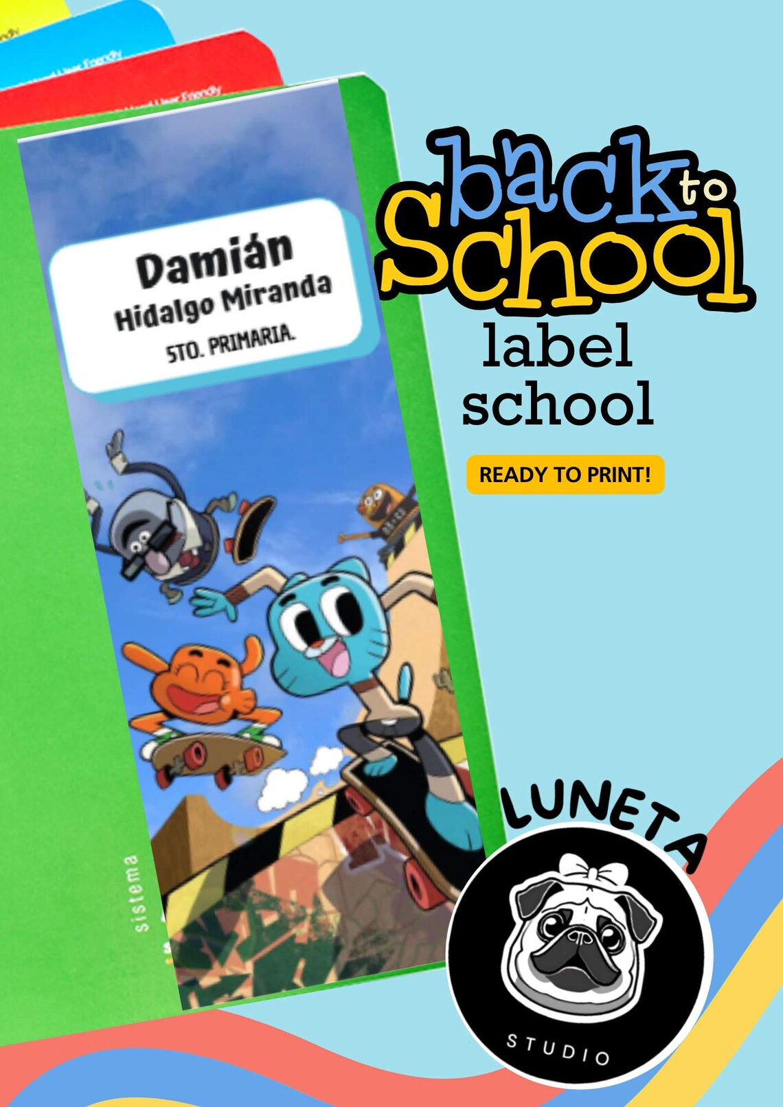 School Labels the Amazing World of Gumball - School Label Designs ...