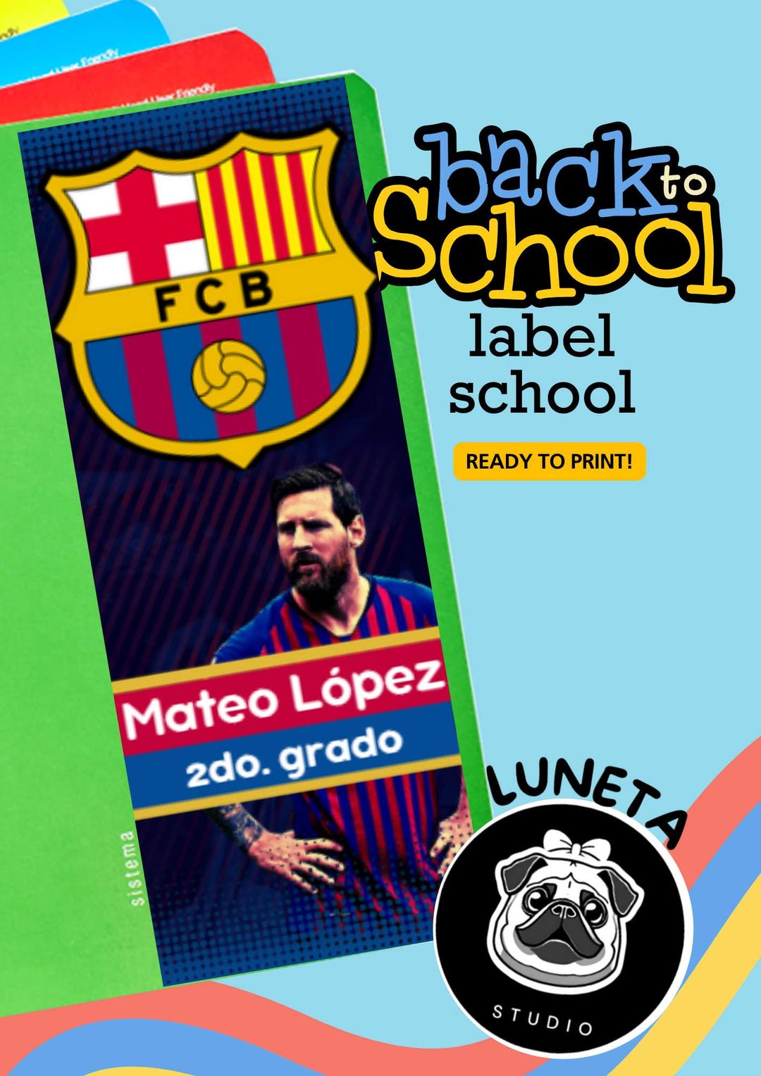 School Labels Barcelona - School Label Designs. Digital File. Digital ...