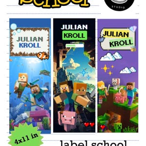 Minecraft Name Labels Printable Name Labels for School, Personalized ...