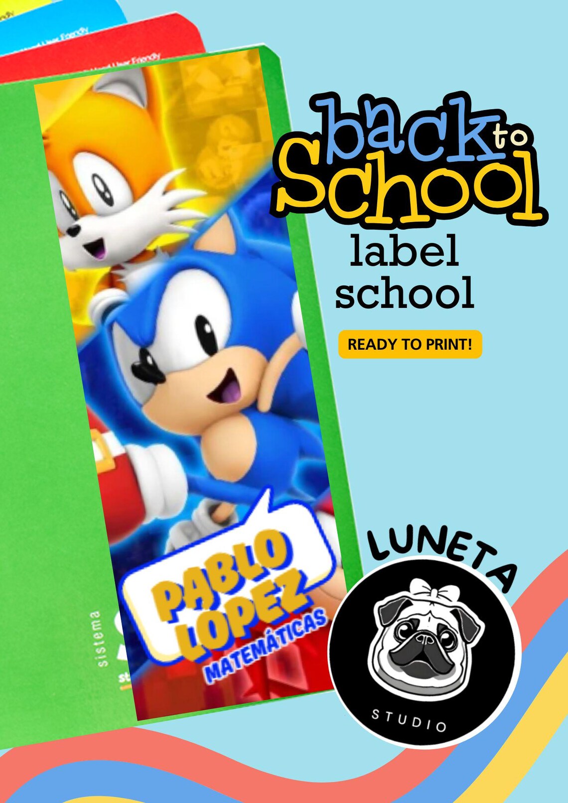 Sonic Name Labels Printable Name Labels for School, Personalized Name ...