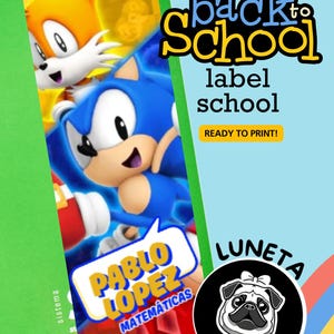 Sonic Name Labels Printable Name Labels for School, Personalized Name ...