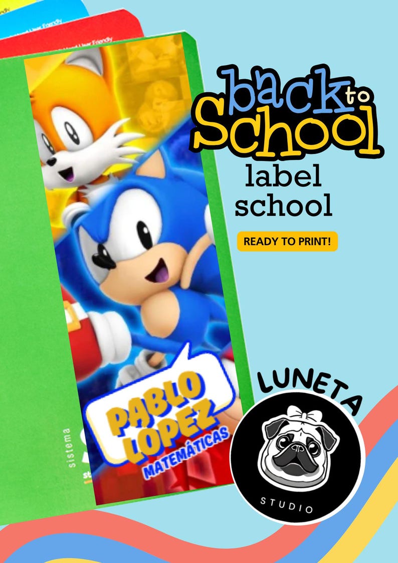 Sonic Name Labels Printable Name Labels for School, Personalized Name ...