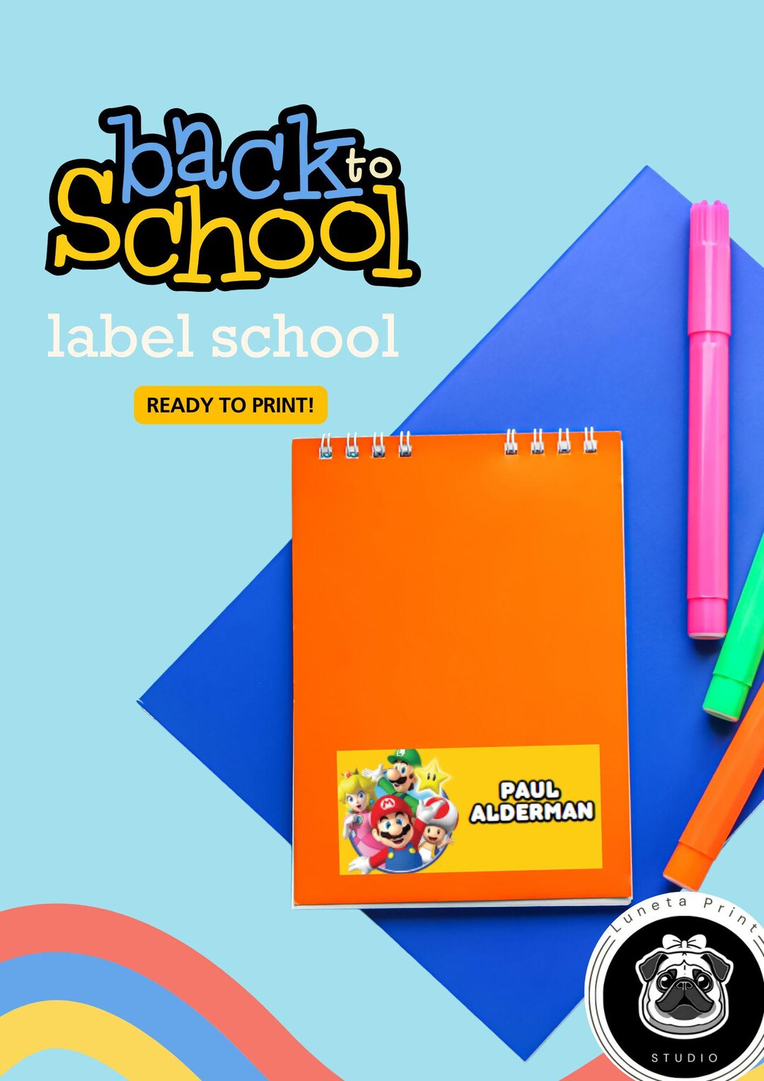 MARIO BROS VIDEOGAME Name Labels Printable Name Labels for School ...