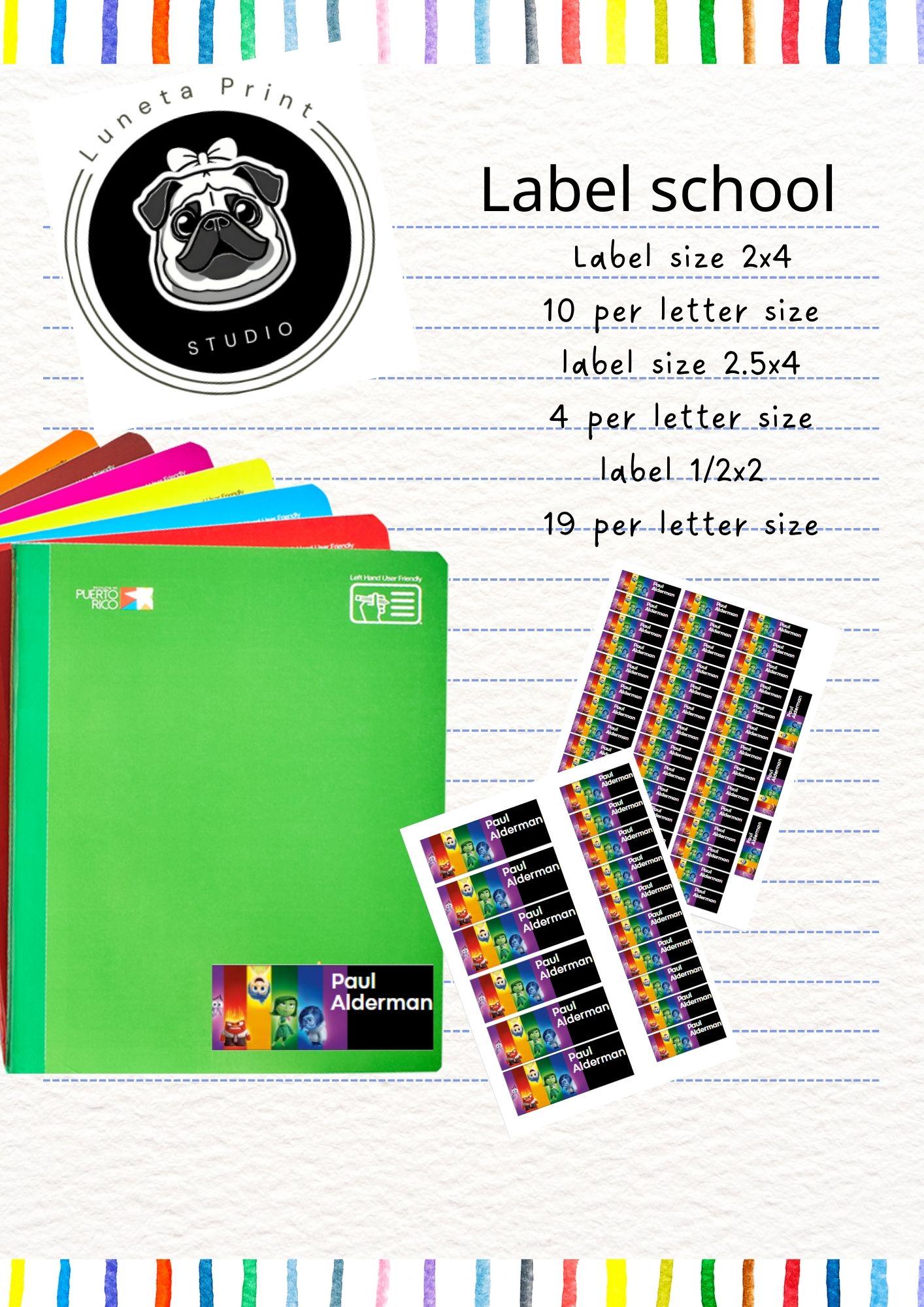 INSIDE OUT Name Labels Printable Name Labels for School, Personalized ...