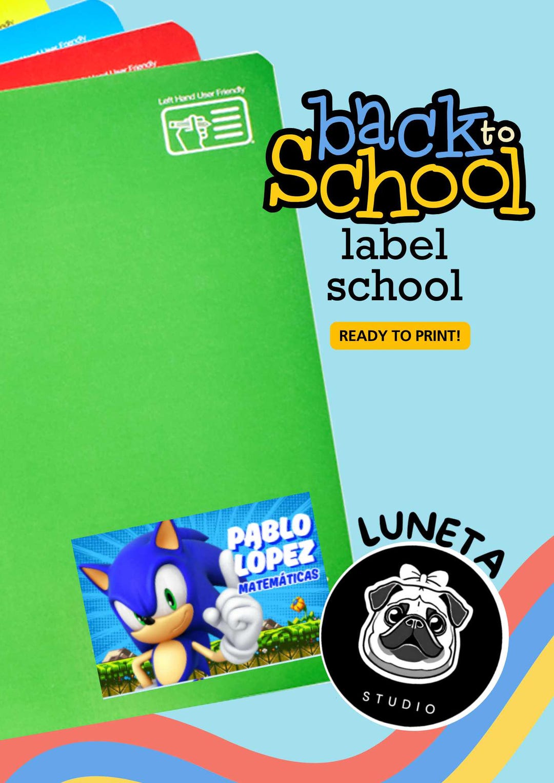 Sonic Name Labels Printable Name Labels for School, Personalized Name ...