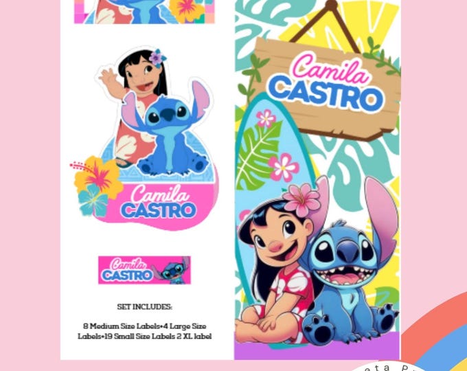 Stitch Etiquetas Escolares, Stich Stickers School, Stitch School Label ...