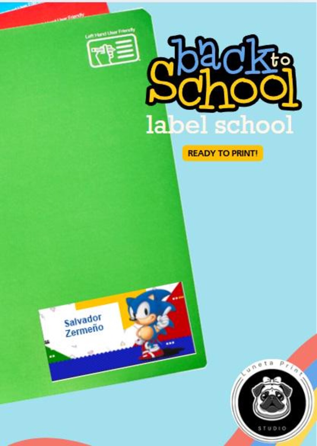 Sonic Name Labels Printable Name Labels for School, Personalized Name ...