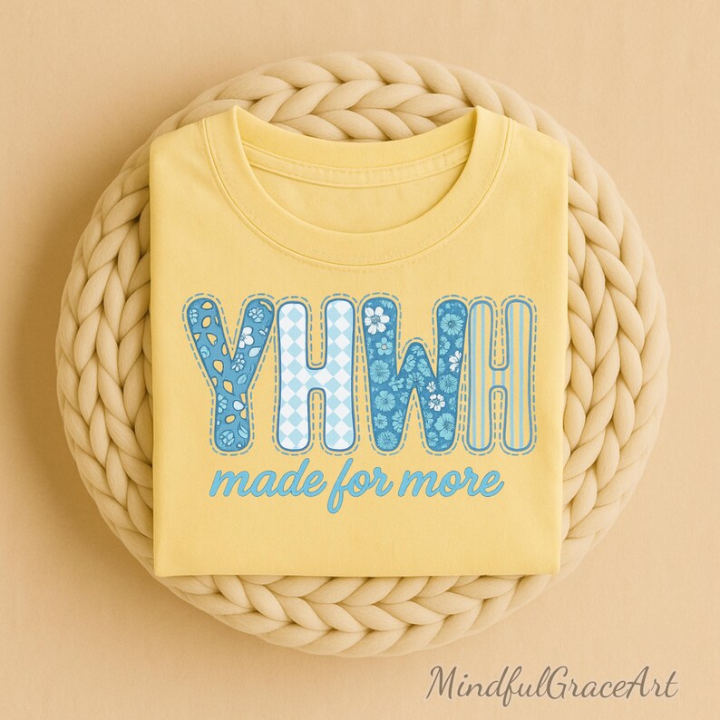 YHWH Png, Christian PNG, Made for More Bible Verse Design, Blue Gingham ...