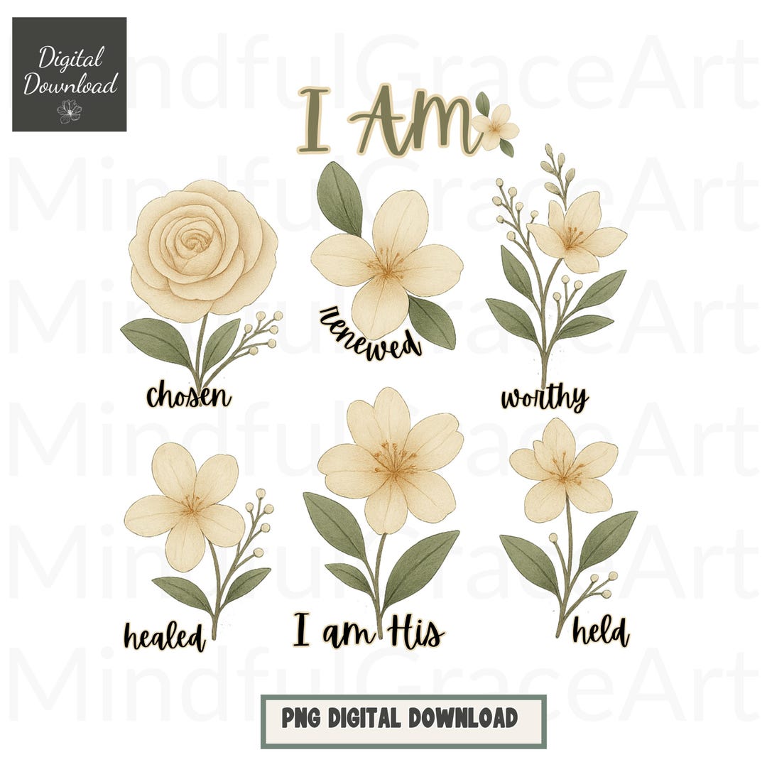 God Says I Am PNG – Christian Floral Affirmation Sublimation Design ...