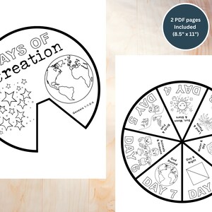 Days of Creation Bible Coloring Wheel, Bible Story Activity, Printable ...