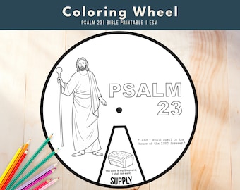 Psalm 23 Prayer Bible Coloring Wheel, Printable Bible Activity, Bible ...