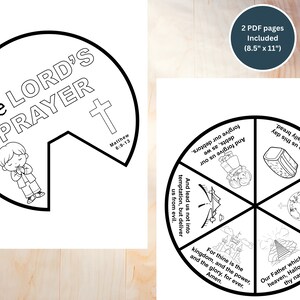 The Lord's Prayer Bible Coloring Wheel, Bible Story Activity, Printable ...
