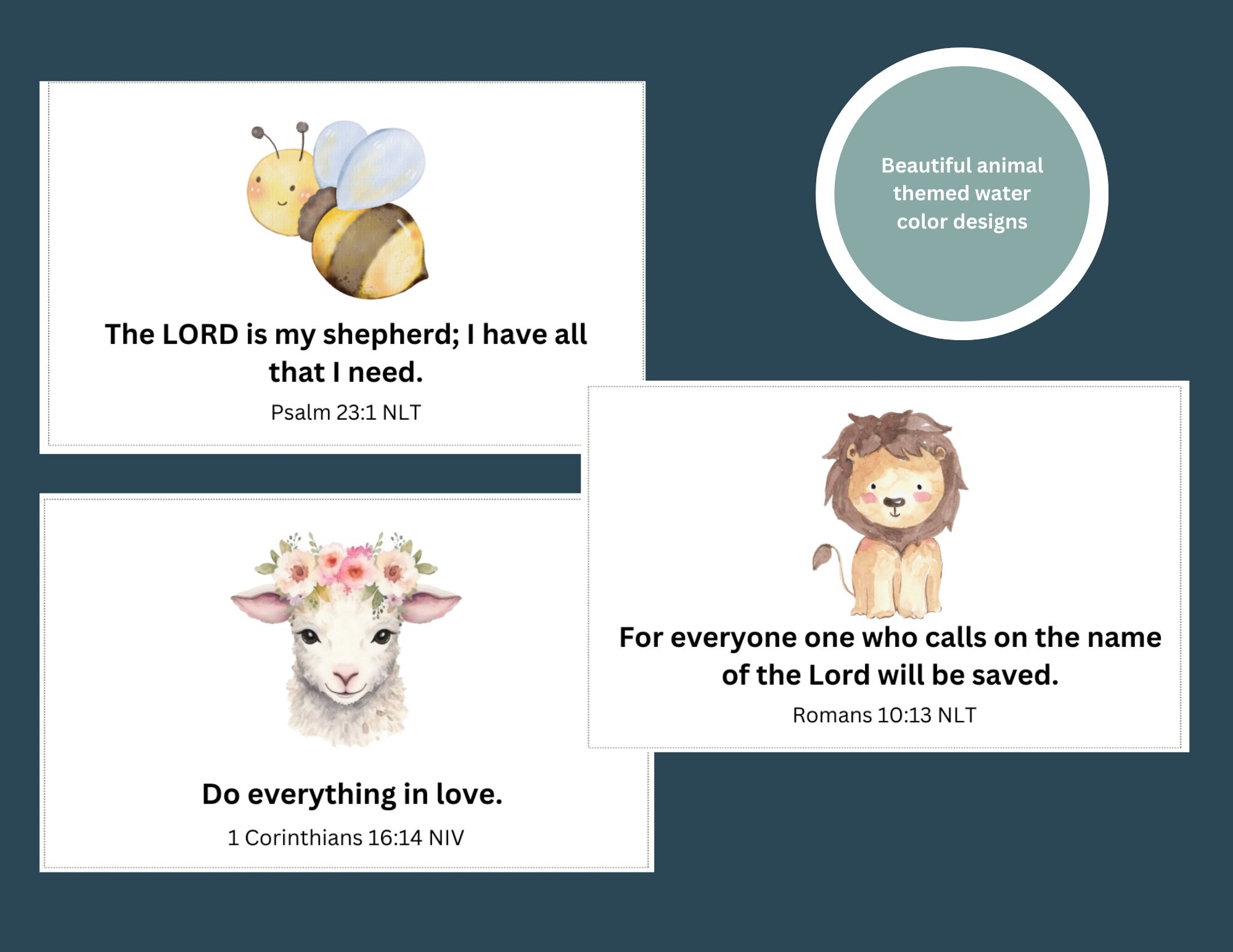 Kids Bible Memory Verses 12 Pack, Printable Scripture Cards, Watercolor ...